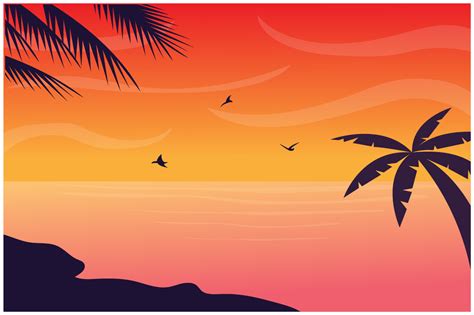 Natural Background Sunset Coconut Tree Graphic By Cavuart · Creative