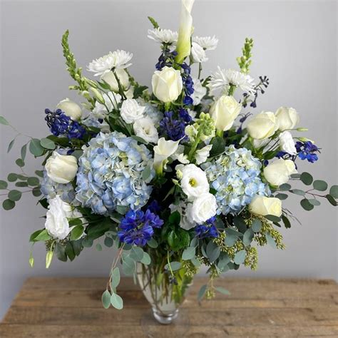 Blue And White Hydrangea Arrangement