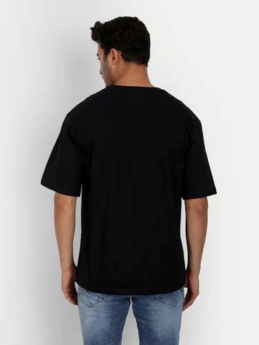 Cotton Jersey Printed Mens Black Graphic Oversized T Shirt Round Neck
