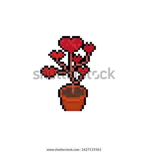 Pixel Art Cartoon Red Heart Tree Stock Vector Royalty Free 1627119361 Shutterstock