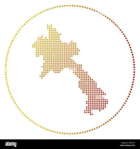 Laos Digital Badge Dotted Style Map Of Laos In Circle Tech Icon Of