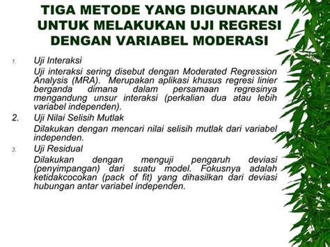 Analisis Regresi Dengan Variabel Moderating Dan Intervening 20091 1 Ppt