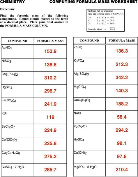 Molar Mass Worksheet Answer Key Proworksheet