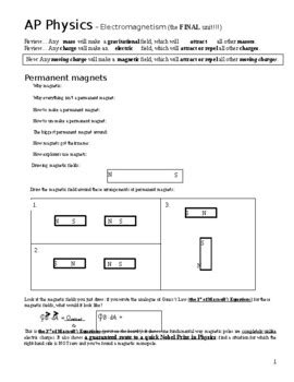 Electromagnetism Lecture Notes AP C Physics By Viveiros Science TpT