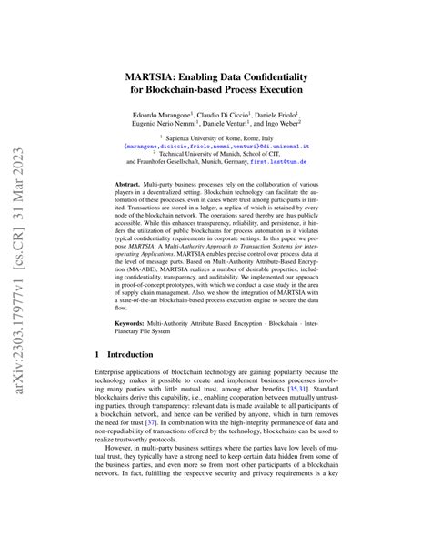 Pdf Martsia Enabling Data Confidentiality For Blockchain Based