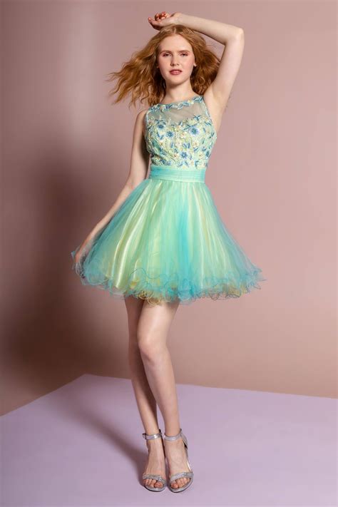 Turquoise Sleeveless Short Cocktail Dress Prom Prom Dresses And Gowns