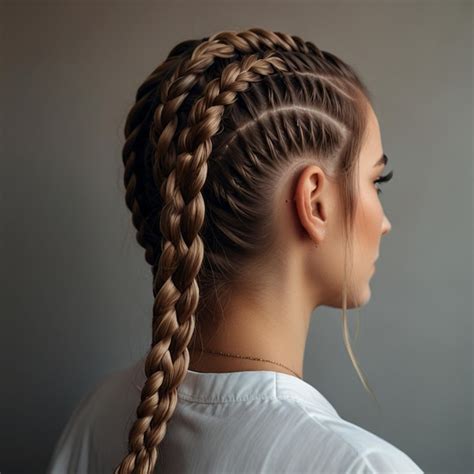 A Woman With Braids In Her Hair Is Wearing A White Shirt Premium Ai