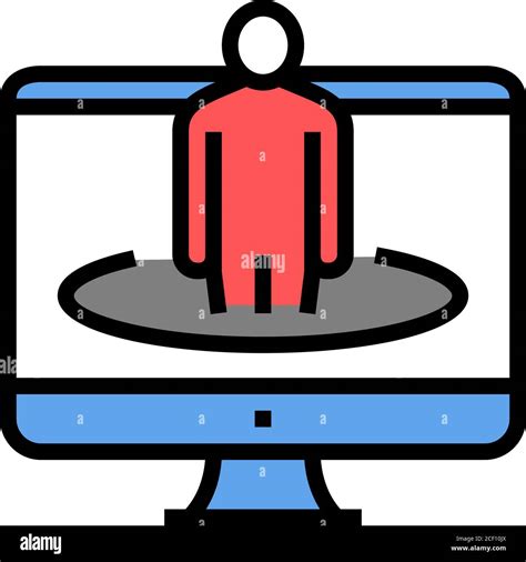Human On Computer Screen Color Icon Vector Illustration Stock Vector
