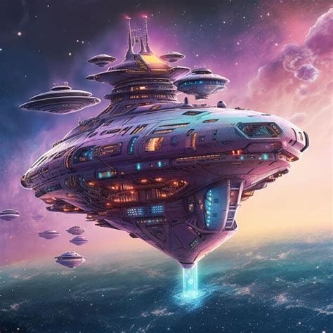Premium Photo Spaceships Flying Over A Planet With A Sky Background