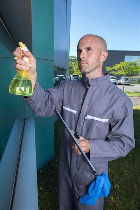 Man Cleaning Windows Stock Image Image Of Plant Household 289723421