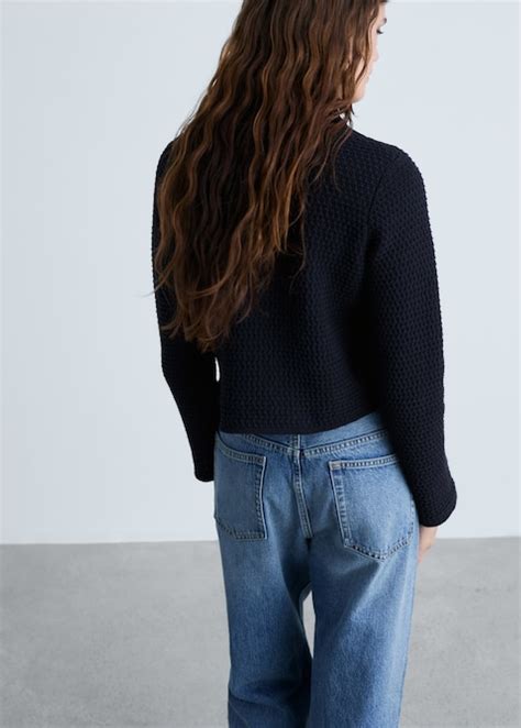 Double Breasted Knitted Jacket Women Mango Usa