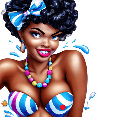 Beautiful African American Betty Boop Pin Up Model Wearing Swim Suit