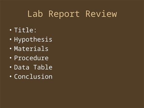 Ppt Lab Report Review Title Hypothesis Materials Procedure Data
