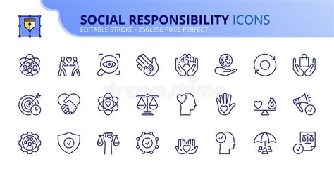 Simple Set Of Outline Icons About Corporate Social Responsibility Stock Vector Illustration Of