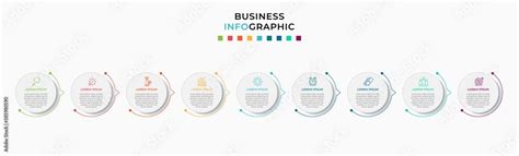Vector Infographic Design Template With Icons And 9 Nine Options Or Steps Can Be Used For