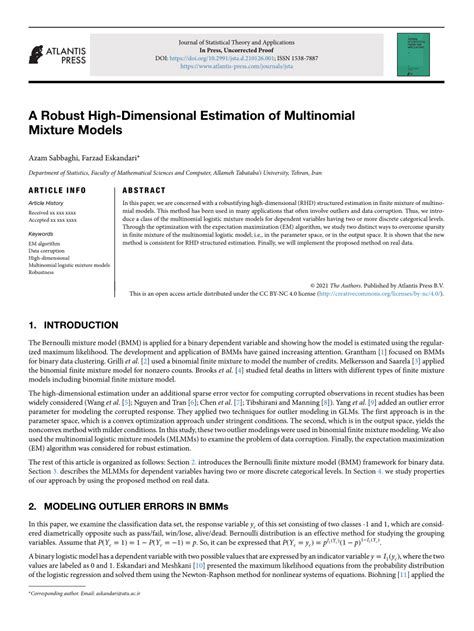 Pdf A Robust High Dimensional Estimation Of Multinomial Mixture Models