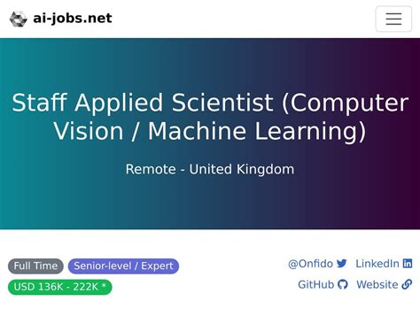 Hiring Staff Applied Scientist Computer Vision Machine Learning