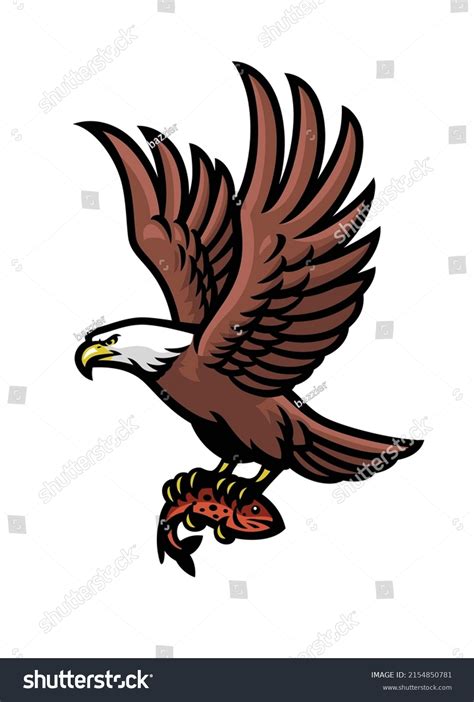 Eagle Logo Hold Salmon Fish Stock Vector Royalty Free 2154850781