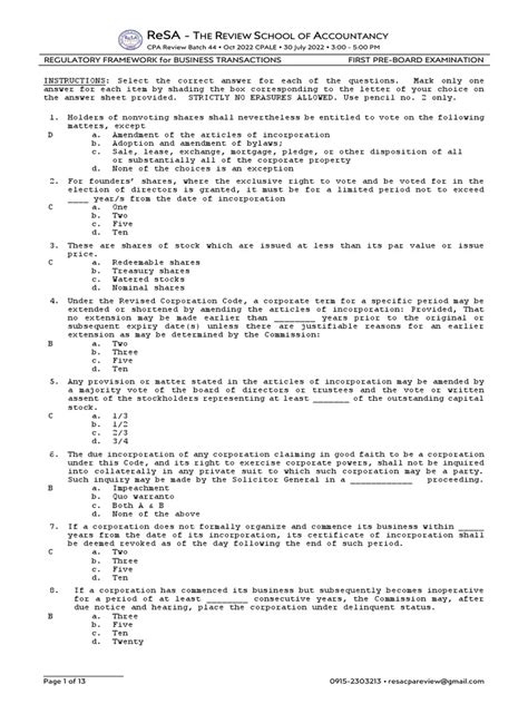 Resa B44 Rfbt First Pb Exam Questions And Answers Pdf Legal