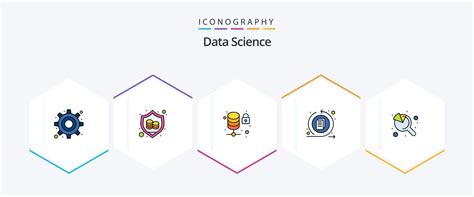 Data Science 25 Filledline Icon Pack Including Search Lock Graph Interface 19449955 Vector