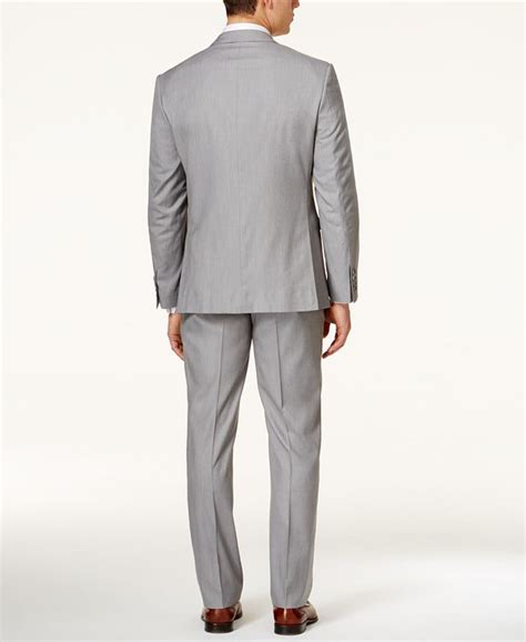 Perry Ellis Portfolio Mens Light Grey Slim Fit Suit Macys