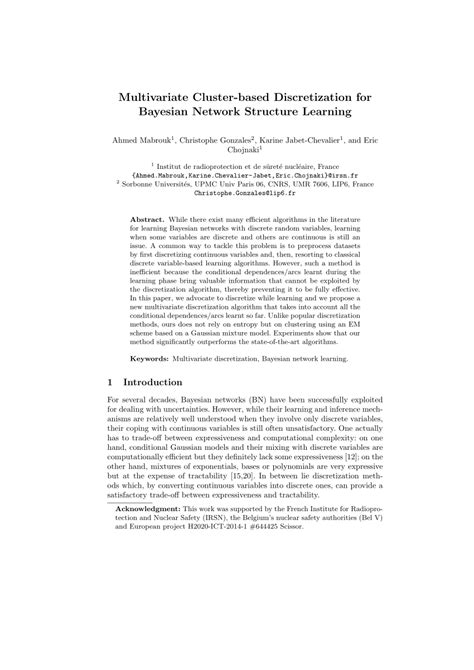 Pdf Multivariate Cluster Based Discretization For Bayesian Network Structure Learning