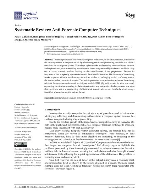 Pdf Systematic Review Anti Forensic Computer Techniques