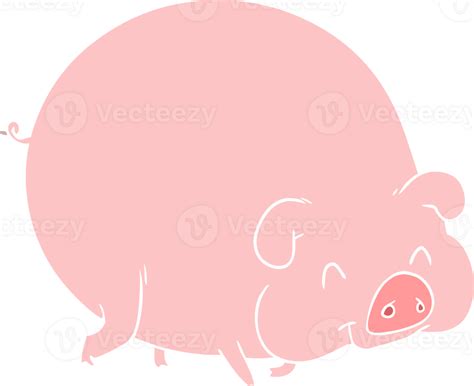 Cerdo De Dibujos Animados De Estilo De Color Plano 43489338 Png