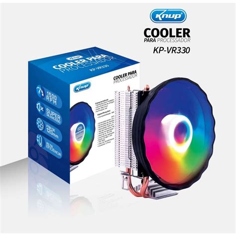 Cooler Fan LED RGB Processador CPU Intel E AMD Gamer KP VR330 Shopee