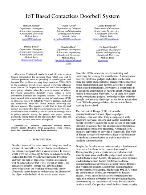 Iot Based Contactless Doorbell System Research Paper Pdf Internet Of Things Relay