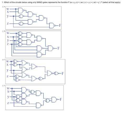 Solved Which Of The Circuits Below Using Only NAND Gates Chegg