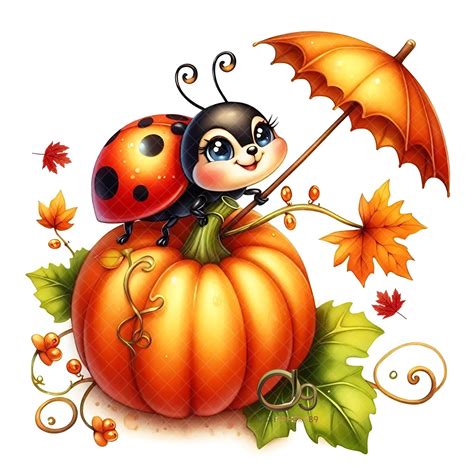 Autumn Pumpkin Cute Ladybug Clipart 11 High Quality Sadorable