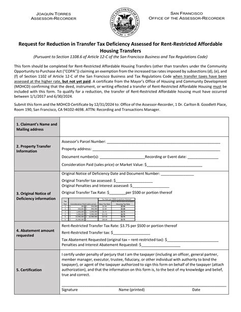 2024 City And County Of San Francisco California Request For Reduction