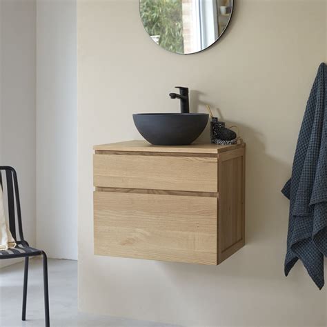 Wall Mounted Oak Vanity Unit 60 Cm Bathroom Tikamoon