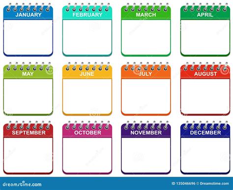 Month Calendar Icons Set Illustration EPS Royalty Free Stock Image