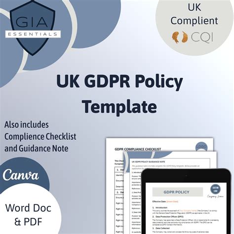 Gdpr Privacy Policy Template For Uk Editable Microsoft Word Etsy