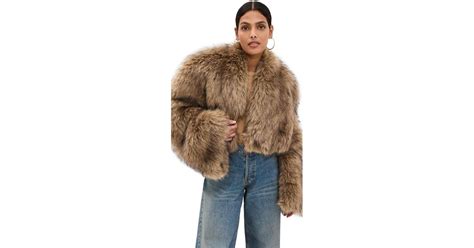 Awake Mode A Wa Ke Ode Rounded Seeve Cropped Faux Fur Jacket