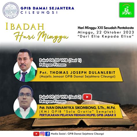 IBADAH Minggu Oktober TATA IBADAH Jemaat Damai Sejahtera Cileungsi