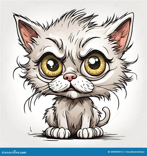 Cute Grumpy Cartoon Cat Cat Lovers Design For Stickers And Printable