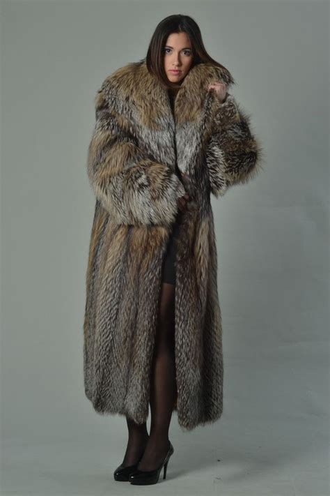 Crystal Fox Fur Coat Hooded Full Length Women S Handmade Brand New