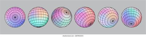 Gradient Spherical Grid Set Holographic Vibrant Stock Vector Royalty