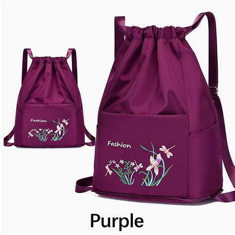 Ganenn Foldable Drawstring Large Capacity Embroidered Backpack
