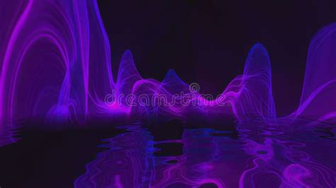 Digital Wave Fractal Curve Dark Frame Texture Power Design Pattern Template Render Concept