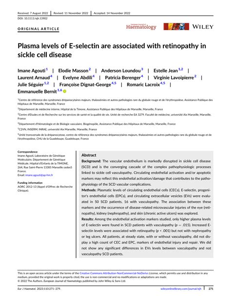 Pdf Plasma Levels Of E‐selectin Are Associated With Retinopathy In