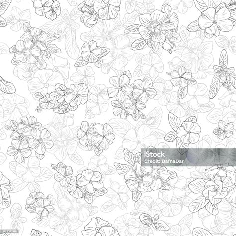 背景に花模様のシームレスなパターン花テクスチャー壁紙します白背景に黒線 イラストレーションのベクターアート素材や画像を多数ご用意