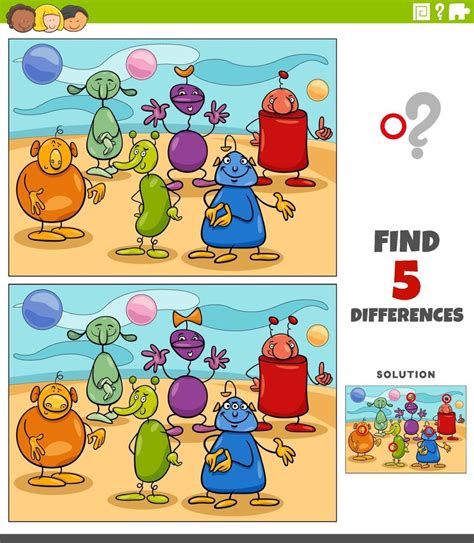 Differences Educational Game With Aliens Fantasy Characters 2101977