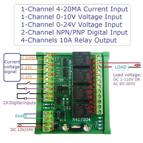 4do 2di 3ai Rs485 Modbus Rtu Multifunction Relay Module Plc Io