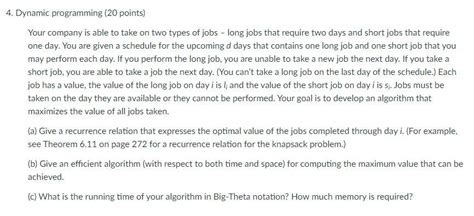 Solved 4 Dynamic Programming 20 Points Your Company Is