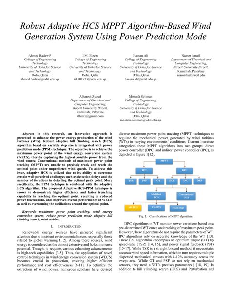 Pdf Robust Adaptive Hcs Mppt Algorithm Based Wind Generation System Using Power Prediction Mode