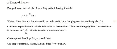 solved 2damped waves damped waves are calculated according to the